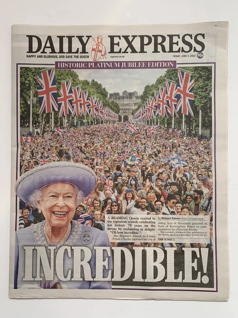 QUEEN ELIZABETH II Platinum Jubilee Daily Express Newspaper Special ...