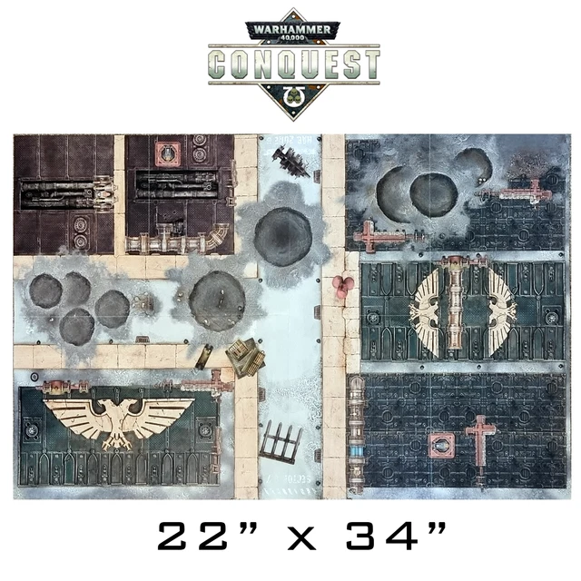 WARHAMMER 40K GAMING Battle Play Mat Scenery Terrain Double Sided 22" x ...