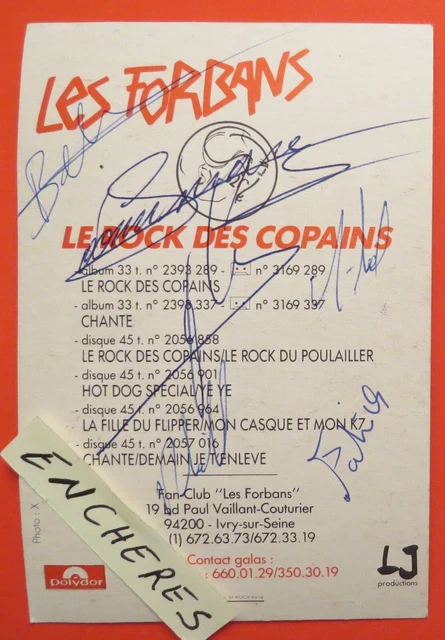 LES FORBANS CARTE avec signature autographes des membres du groupe EUR ...
