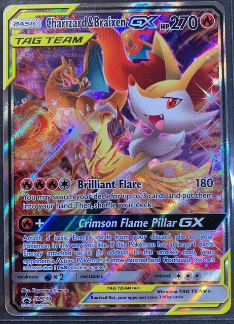FULL ART CHARIZARD & Braixen GX Tag Team LP promozionale SM230 Pokemon Holo EUR 40,39 - PicClick IT
