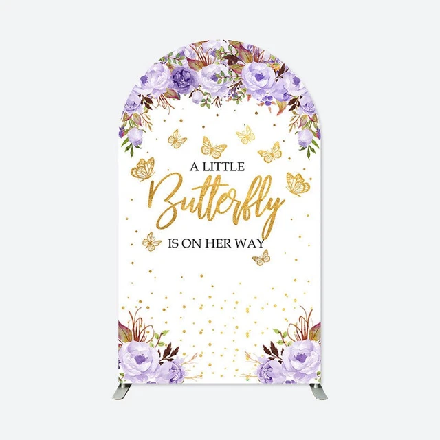PURPLE FLORAL BUTTERFLY Baby Shower Chiara Arch Backdrop $37.90 ...