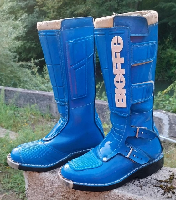 BOTTES FEMME MOTO Cross Bieffe Cuir Bleue Vintage Rare EUR 100,00 ...