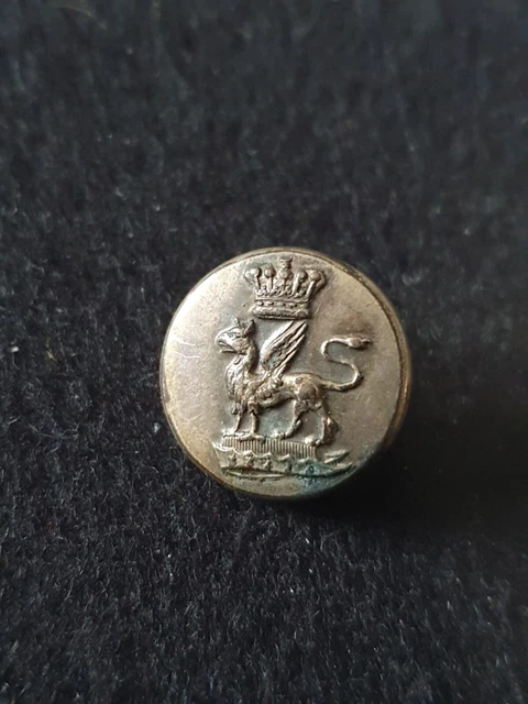 VICTORIAN SILVERED LIVERY Button with Coat of Arms Griffin Crown ...