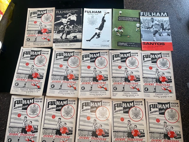 VINTAGE FULHAM FC Matchday Programme Huge Joblot 1956-1973 Home 15X £15 ...