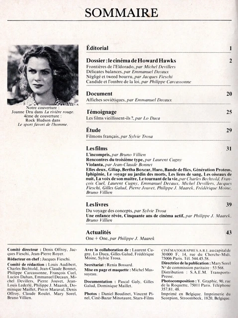 CINÉMATOGRAPHE N°36 - Joanne Dru - La rivière rouge - mars 1978 EUR 4 ...
