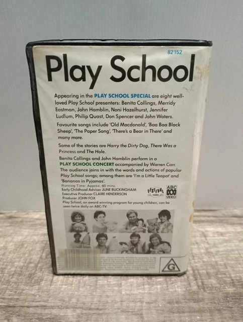 PLAY SCHOOL: SPECIAL And Concert VHS Clamshell Video Tape ABC Kids TV ...