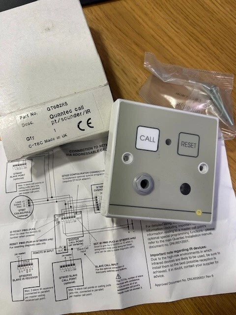QUANTEC ADDRESSABLE INFRARED Call Point, Button Reset c/w Sounder ...