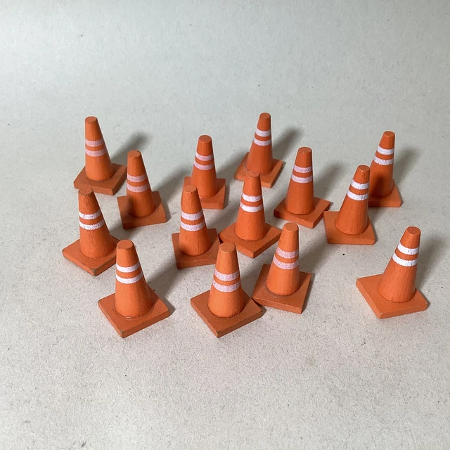 WOODEN ROAD RAILWAY Traffic Work Cones Hazard Warning Orange x 14 ...