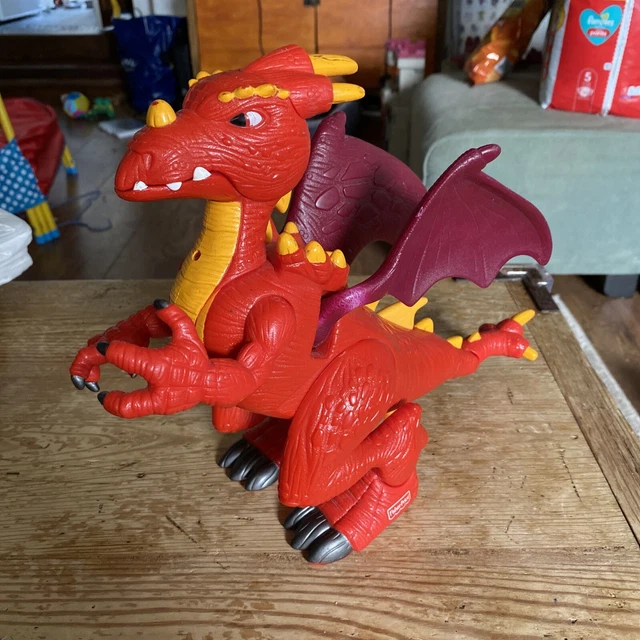 IMAGINEXT FISHER PRICE Red Castle Dragon 2012 Mattel Roars Lights ...
