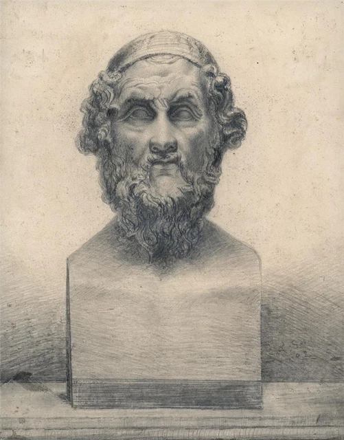 PENCIL DRAWING - Homer The Greek Poet - Classical Sculpture Still Life ...