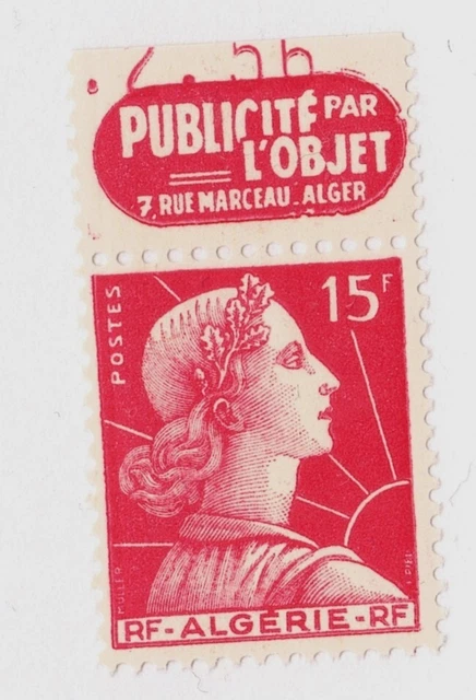 COLONIE FRANÇAISE ALGÉRIE MARIANNE DE MULLER N° : 329 b avec bande pub ...