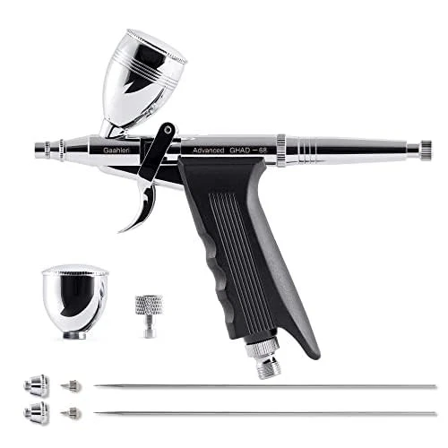 GAAHLERI AIRBRUSH KIT, Gun Dual Action Gravity Feed Set, 0.38 Silver £ ...