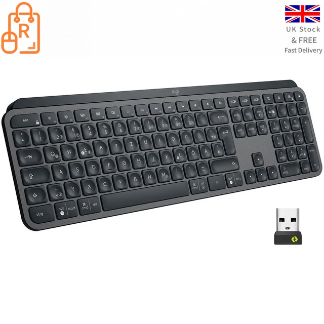 LOGITECH MX KEYS Advanced Illuminated Wireless Keyboard QWERTZ German ...