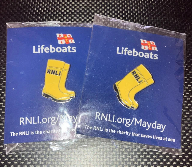 2 X RNLI wellies Wellington Boot Lifeboat Pin Collectible New In Pack ...