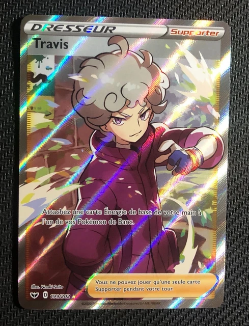 CARTE POKÉMON TRAVIS 199/202 Dresseur Full Art - EB01 Épée et Bouclier ...