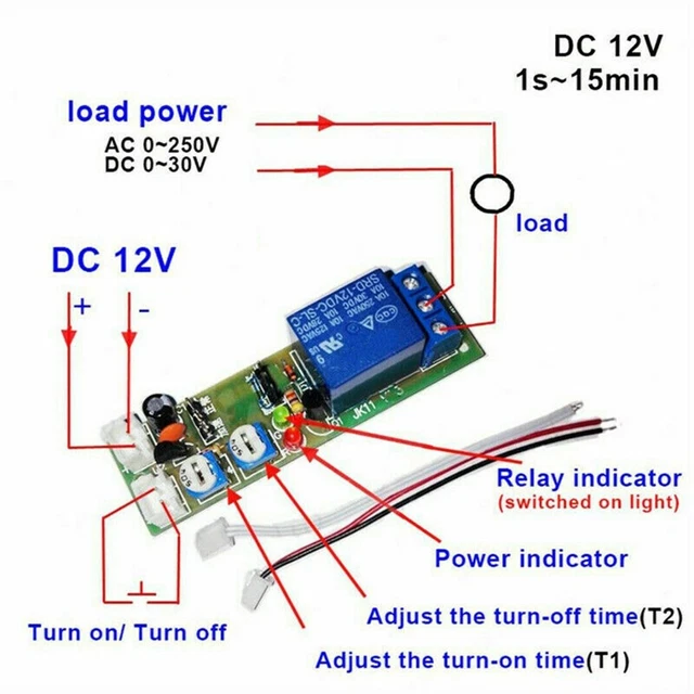 DELAY TIMER RELAY Zeitrelais DC12V EIN-AUS-Zyklus Einstellbar Hohe Qualit?t EUR 5,70 - PicClick DE