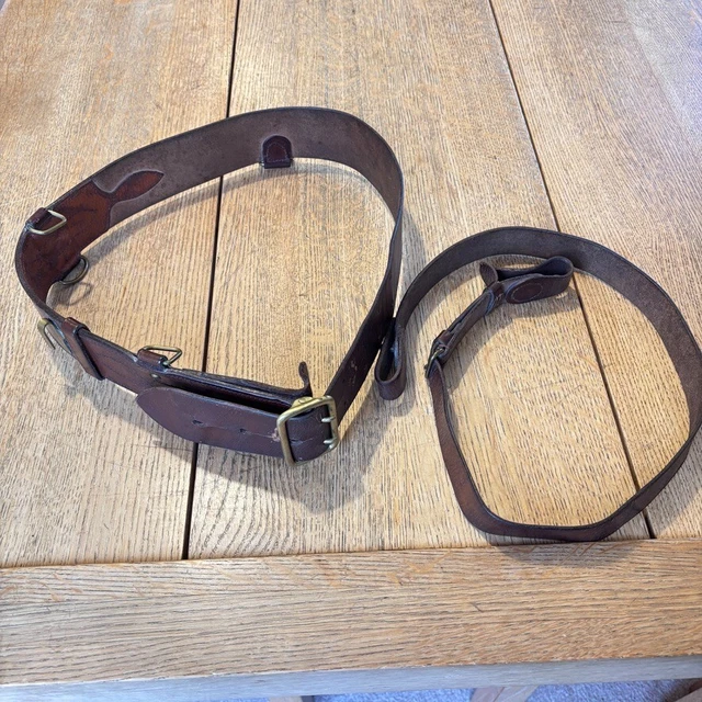 WW2 ERA BRITISH Army Officers Sam Brown Belt And Shoulder Strap Leather ...