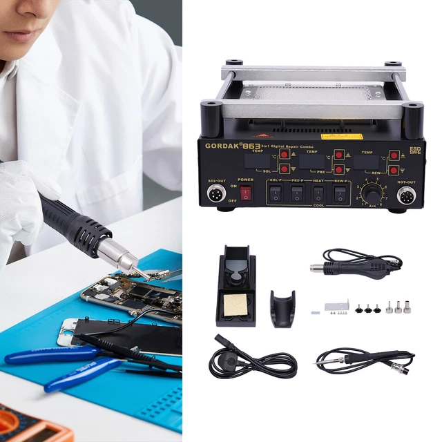 600W SOLDERING PREHEAT Hot air Machine BGA Repair Rework Station 3-IN-1 ...