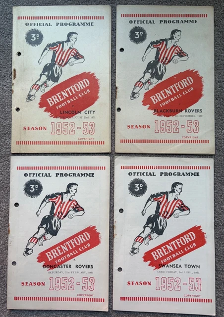 BRENTFORD FC 1952 1953 Rare HOME FOOTBALL PROGRAMME COLLECTION ...