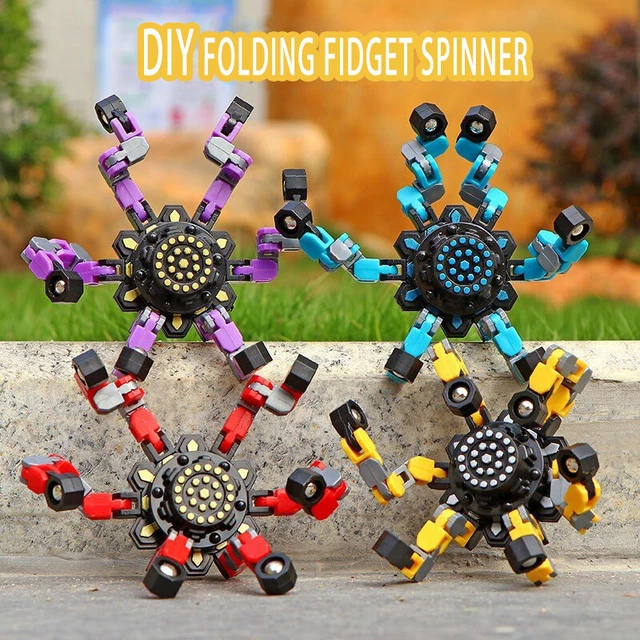 DIY FIDGET GYRO Toys Transformable Chain Robot Fingertip Spinner Stress ...