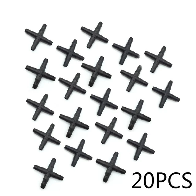 20 PACK BARBED Cross Drip Irrigation Hose Connector 47mm Watering ...