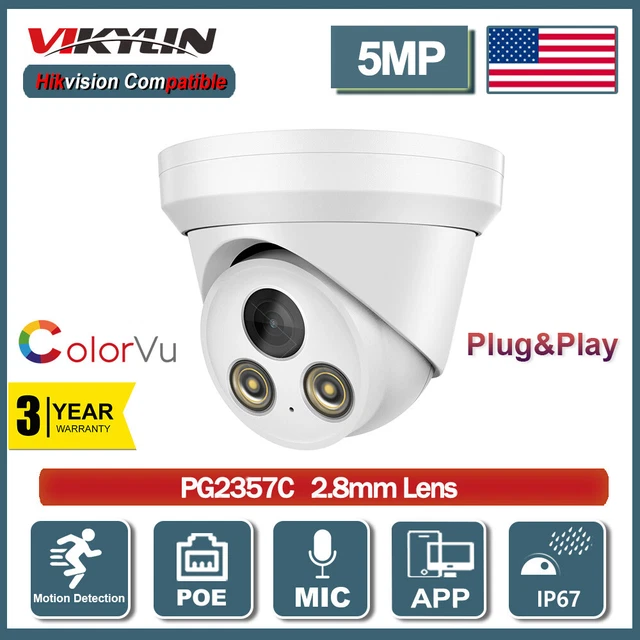 HIKVISION COMPATIBLE 5MP ColorVu IP Security Camera MIC IP67 Outdoor ...