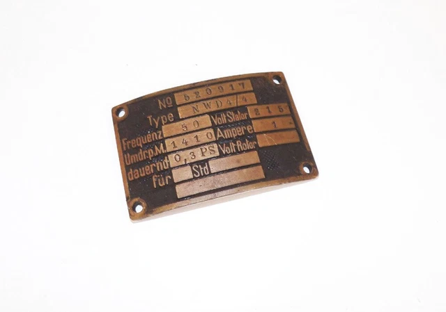 OLD NAMEPLATE BRASS Type Nwd 4/4 Well Electric Motor £13.92 - PicClick UK