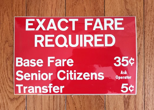 VINTAGE BUS DECAL Sticker Exact Fare Required £9.28 - PicClick UK