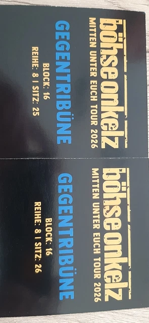BÖHSE ONKELZ 2 Tickets 2026 Nürnberg Max-Morlock-Stadion Gegentribüne ...