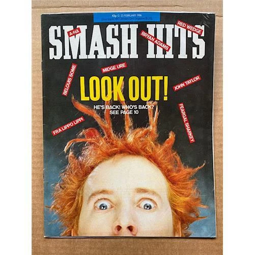JOHN LYDON SMASH Hits Magazine Feb 12 1986 John Lydon Cover With More ...
