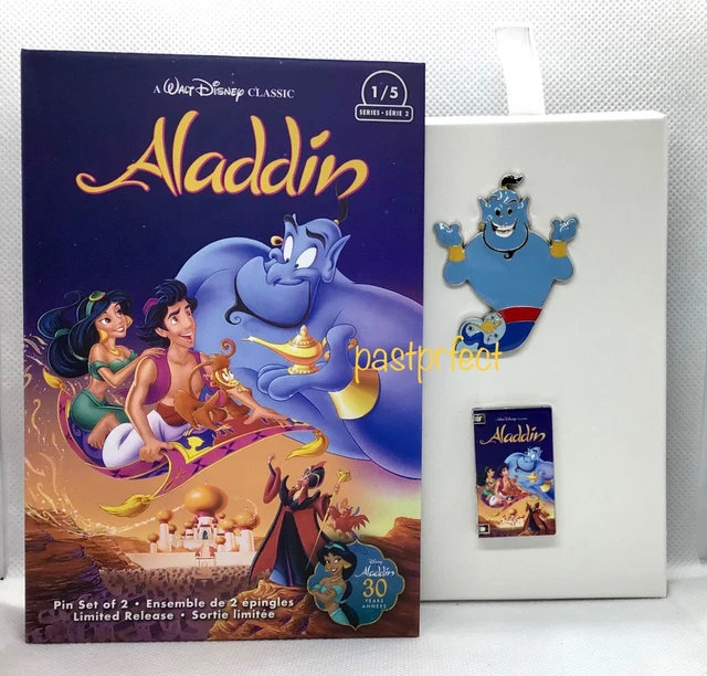 DISNEY 2 PIN VHS Tape Box Set Aladdin Genie 30th Anniversary Series 2 ...