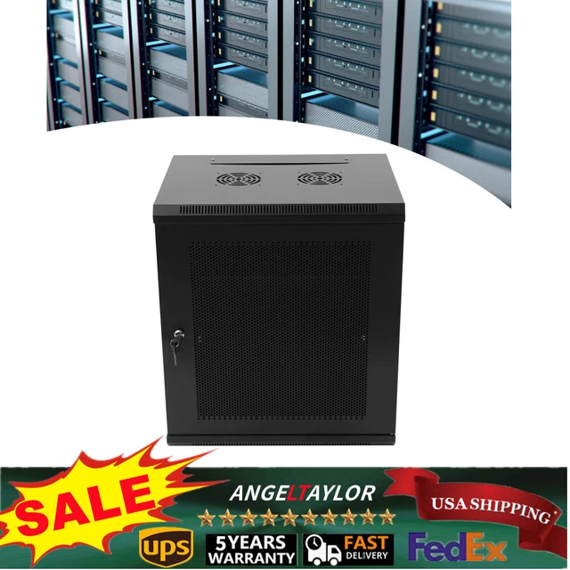 12U WALL MOUNT Server Cabinet Network Rack Vented Enclosure Locking ...