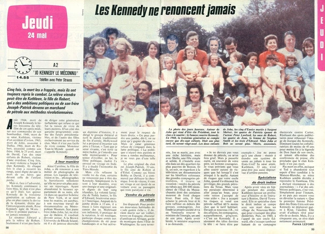 COUPURE DE PRESSE Clipping 1984 Les Kennedy ne renoncent jamais (2 pages) EUR 5,00 - PicClick FR