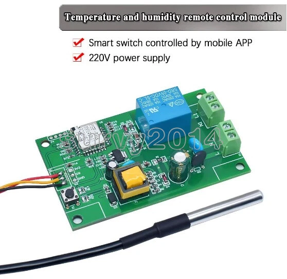220V DS18B20 DIGITAL Temperature & Humidity Remote Module Board wifi ...