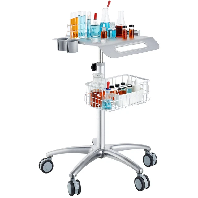 VEVOR MOBILE ROLLING Cart Height-Adjustable Medical Trolley Cart with ...