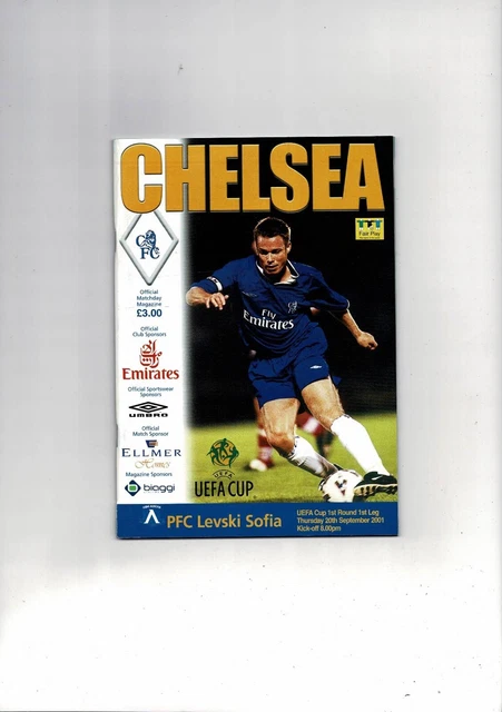 CHELSEA V LEVSKI UEFA Cup Football Programme 2001/02 £3.00 - PicClick UK