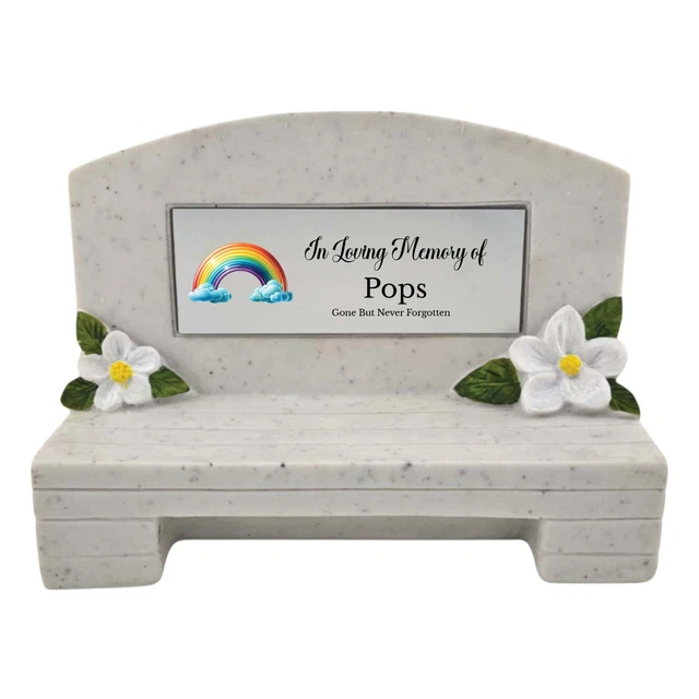 IN LOVING MEMORY Of Memorial Bench With Rainbow Design White/Gold (UV ...
