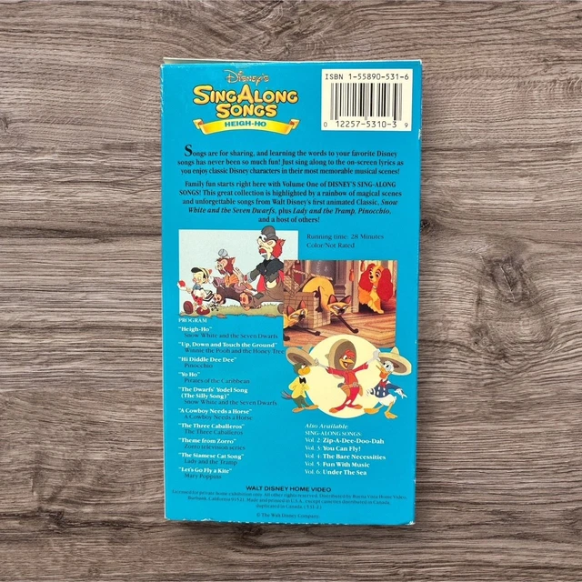 DISNEY'S SING-ALONG SONGS Heigh-Ho VHS 1987 Musical Cartoon Walt Disney ...