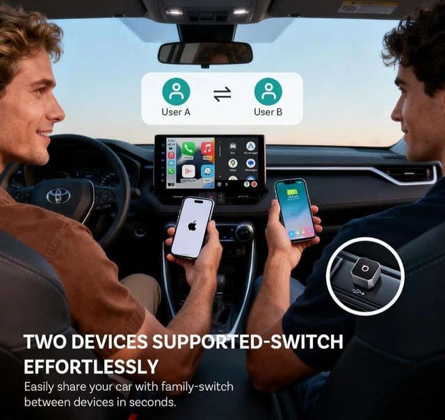 OTTOCAST MINI POT 2025 2-in-1 Wireless CarPlay/Android Auto Adapter ...