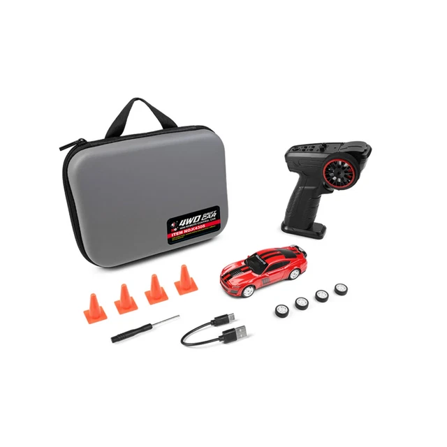 RED WLTOYS K4308 1/43 RC Mini Drift Car 4WD Led Light Carry box RTR ...