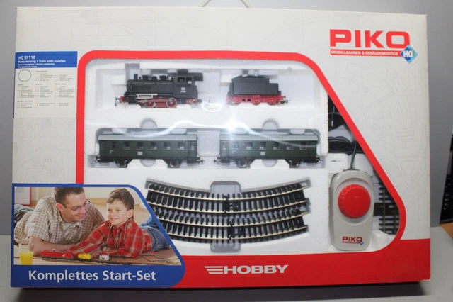 PIKO 57110 STARTER Set Treno Con Locomotiva a Vapore Trafo E Pista ...