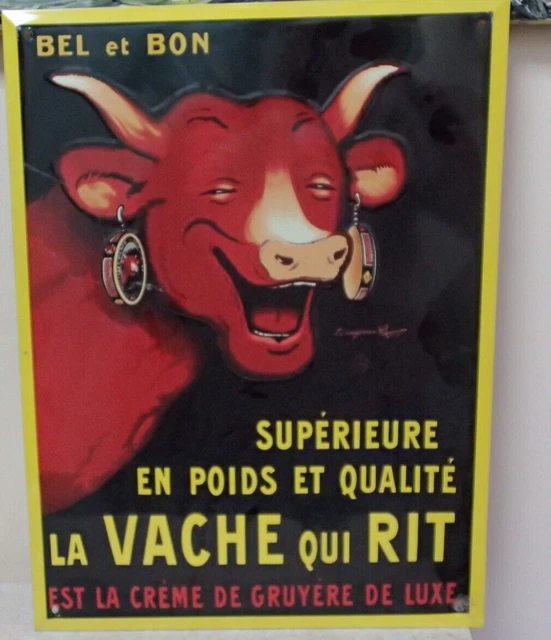PLAQUE TOLE PUB " LA VACHE QUI RIT " format 40x30 cm Fromagerie BEL ...