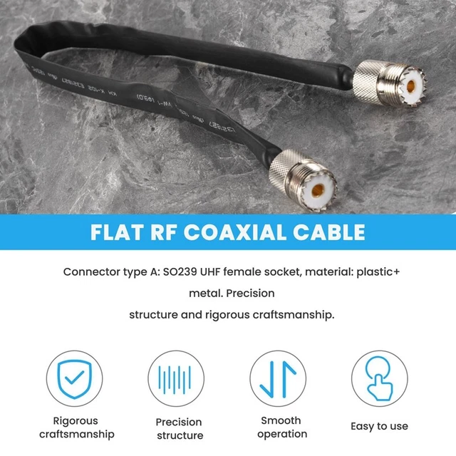 2X(DOOR/WINDOW PASS THROUGH Flat Coaxial Cable SO239 UHF Female to ...