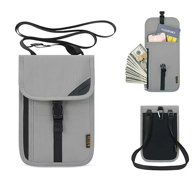 RFID MULTIFUNCTION ANTI-THEFT Wallet Hidden Travel Neck Pouch Passport ...