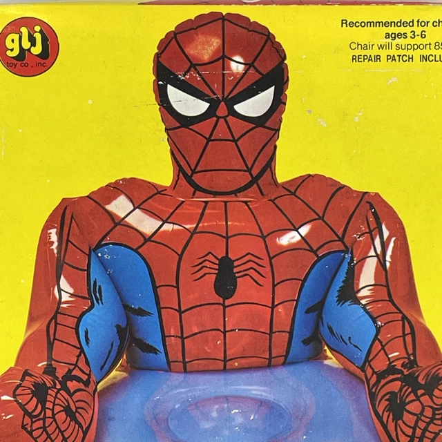GLJ INFLATABLE SPIDER-MAN TV Chair No.1781 New Open Box Vintage 1978 ...