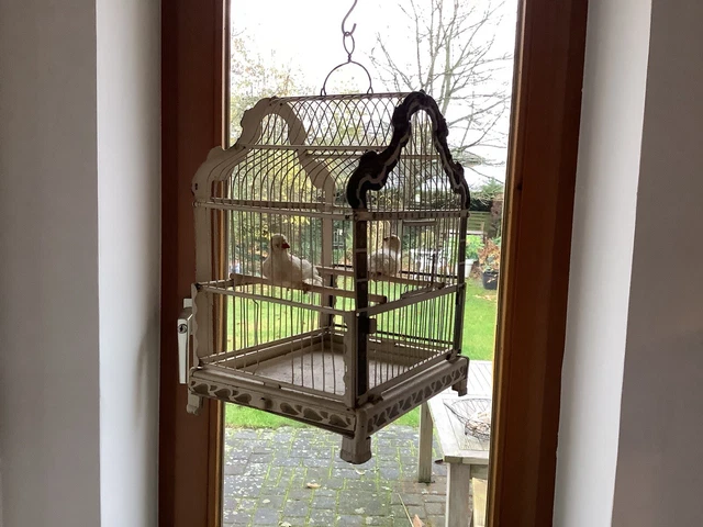ORIGINAL ALTER ANTIKER Vogelkäfig Käfig Vogelbauer Voliere Deko Metall ...