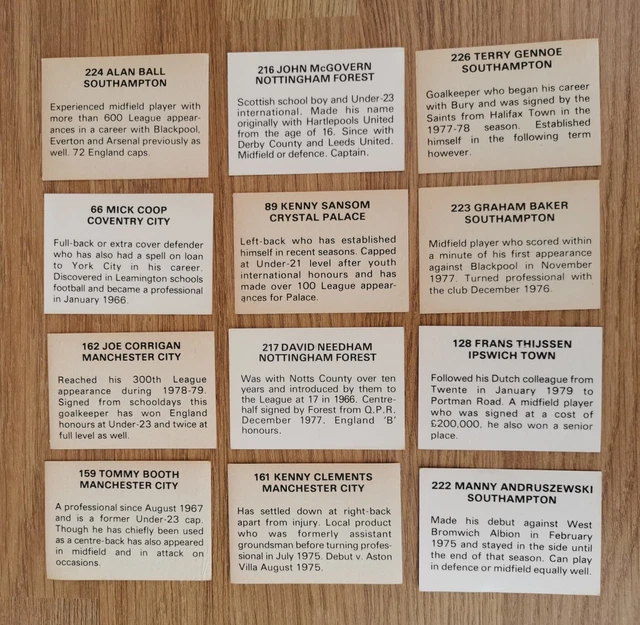 FKS SOCCER STARS 80 Card / Sticker - 1980 - Football - CHOOSE FROM LIST ...