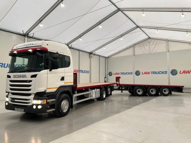 SCANIA R440 PDE 6x2 Rear Lift Flatbed Drawbar £22,950.00 - PicClick UK