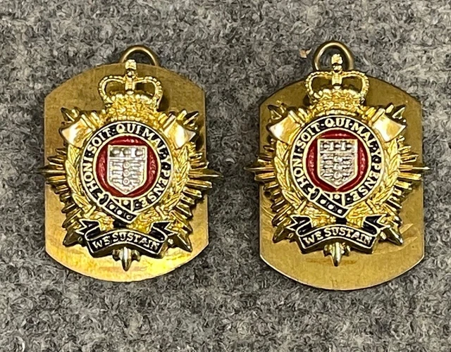 BRITISH ARMY SURPLUS Royal Logistic Corps Metal Collar Badges Gold ...