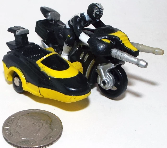 SMALL MICRO MACHINE Power Rangers Motorcycle with Sidecar in Black and ...